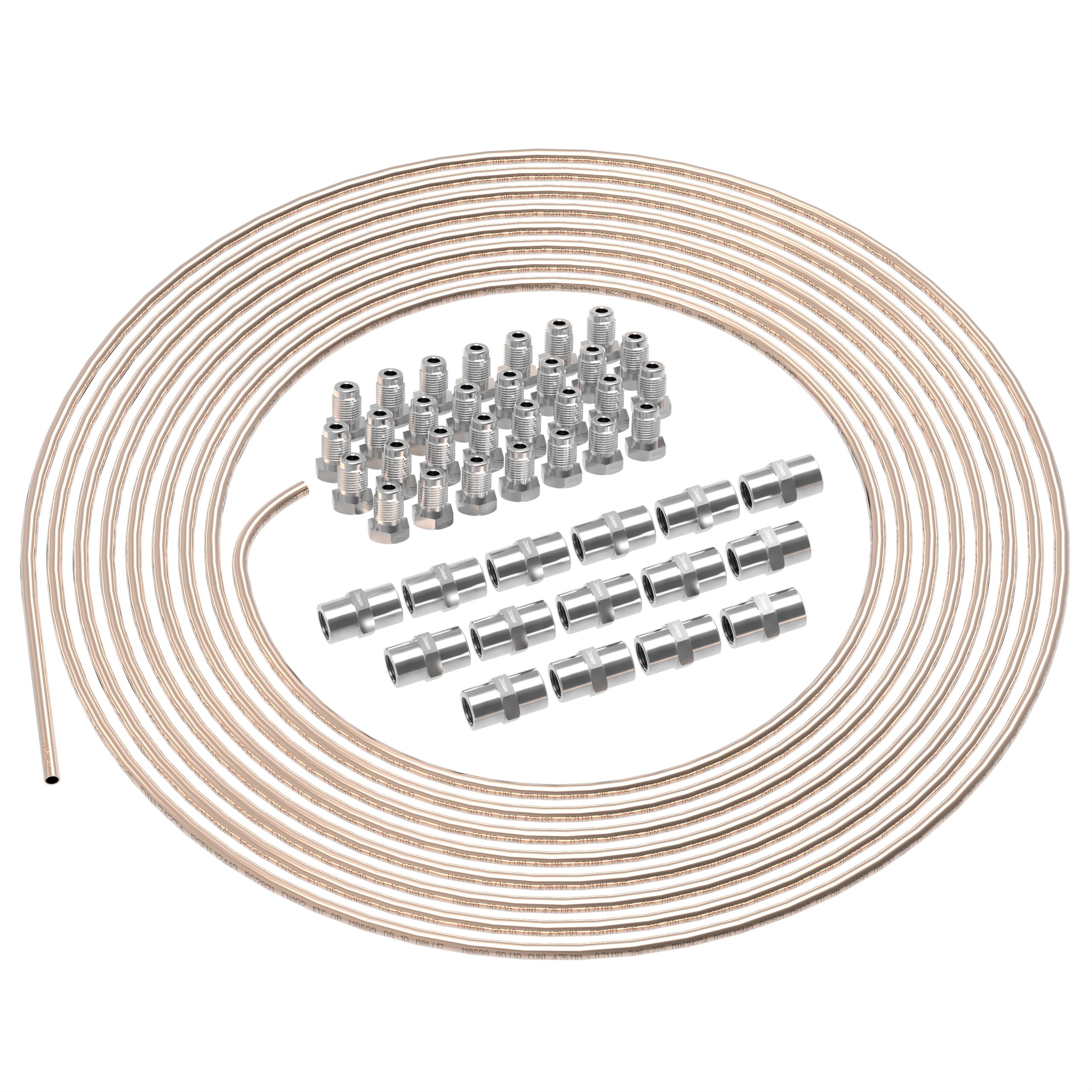 10m Bremsleitung Ø 4,75 mm Kunifer mit ABE mit 30 Verschraubungen + 15 ...